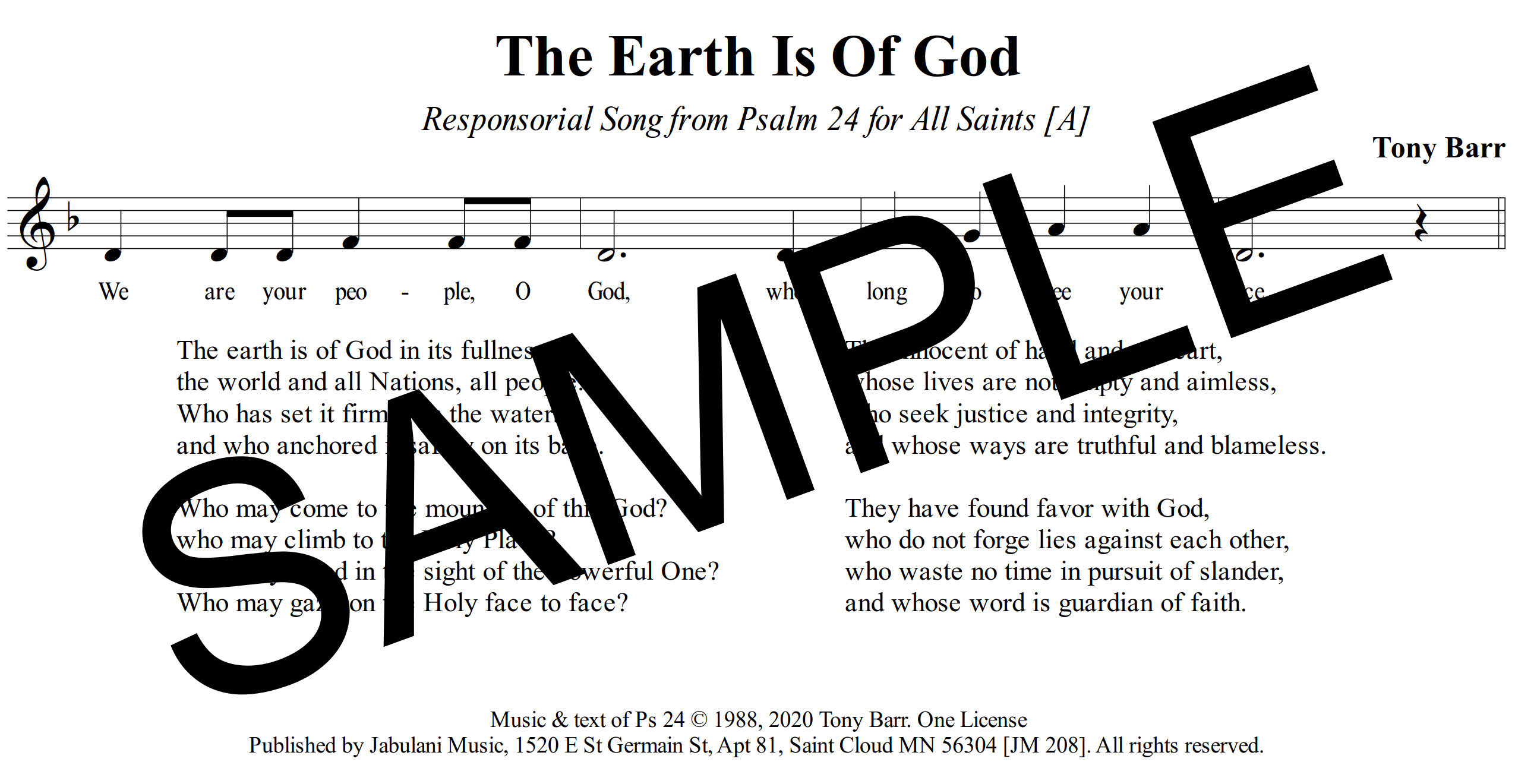 Psalm 24 – The Earth Is Of God In Its Fullness (Barr) [All Saints ...